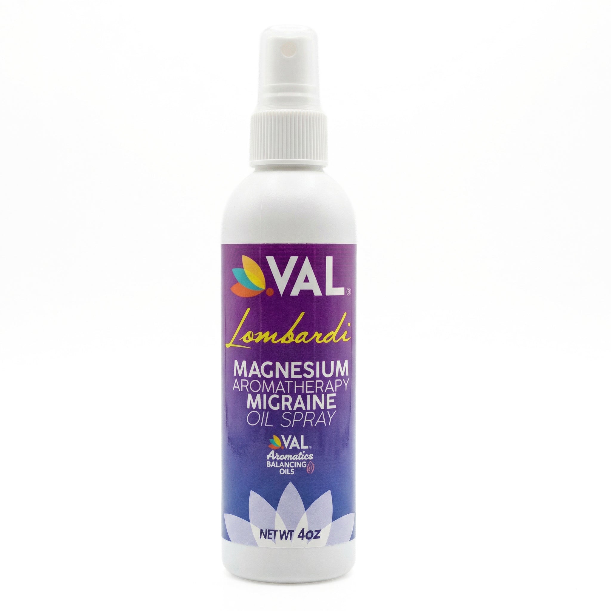 VAL Lombardi Migraine Relief Magnesium Spray with Relaxant Oils - 4oz ...